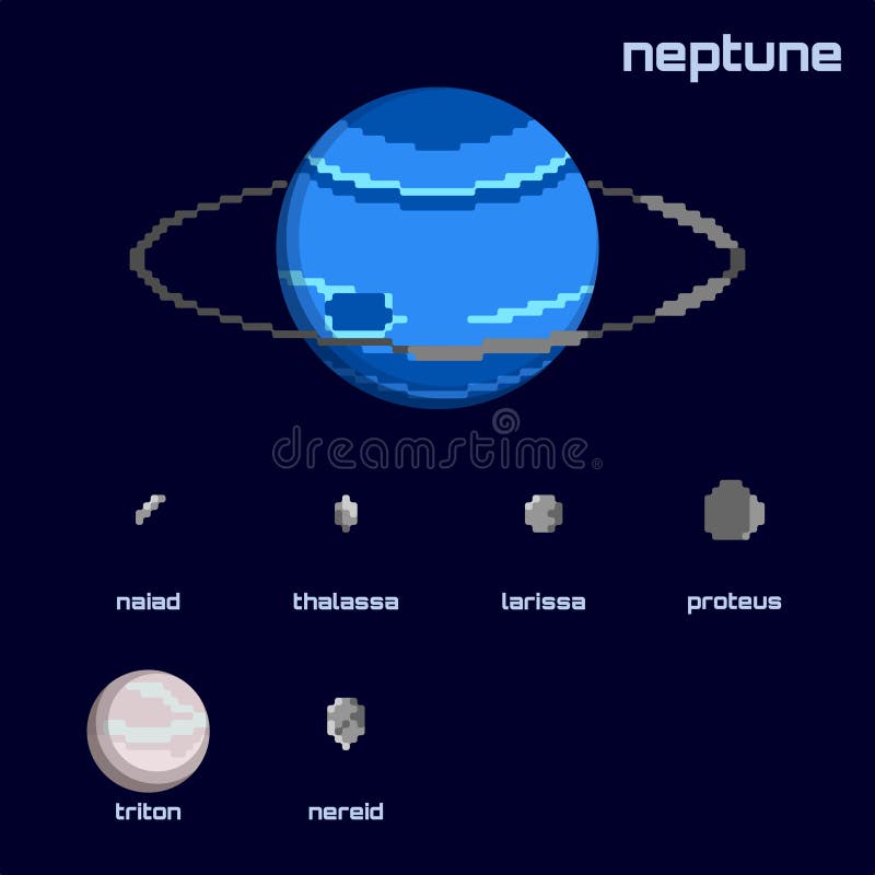 Retro Minimalistic Set of Neptune and Moons Stock Vector - Illustration ...