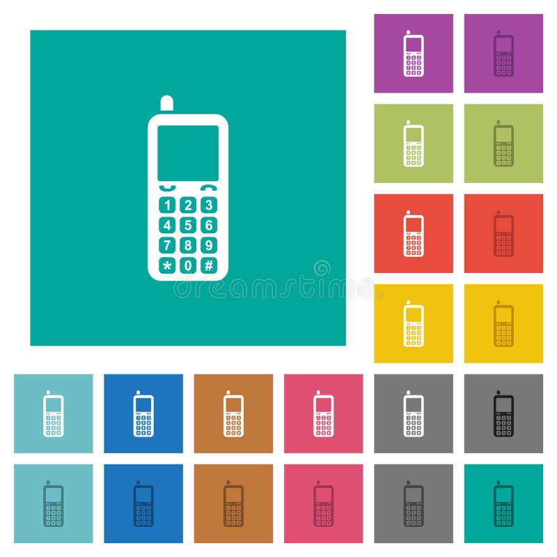 Retro Mobile Phone Square Flat Multi Colored Icons Stock Vector ...