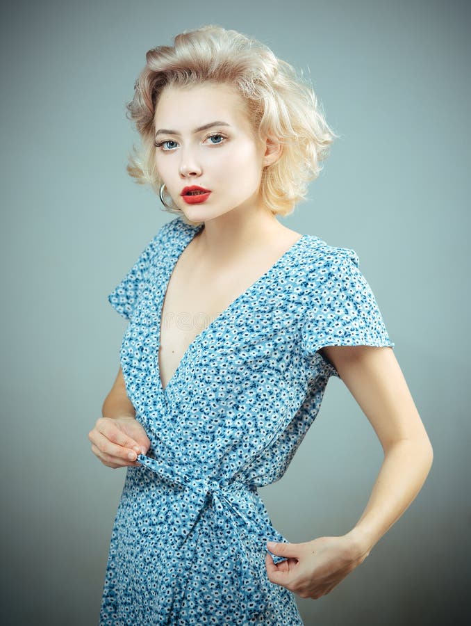 Retro Model with Pin Up Make Up. Stock Image - Image of face, female ...