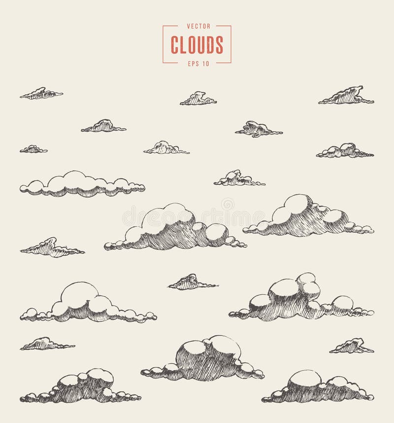 Sol Med Moln Som Inristar Vektorillustrationen Vektor Illustrationer ...