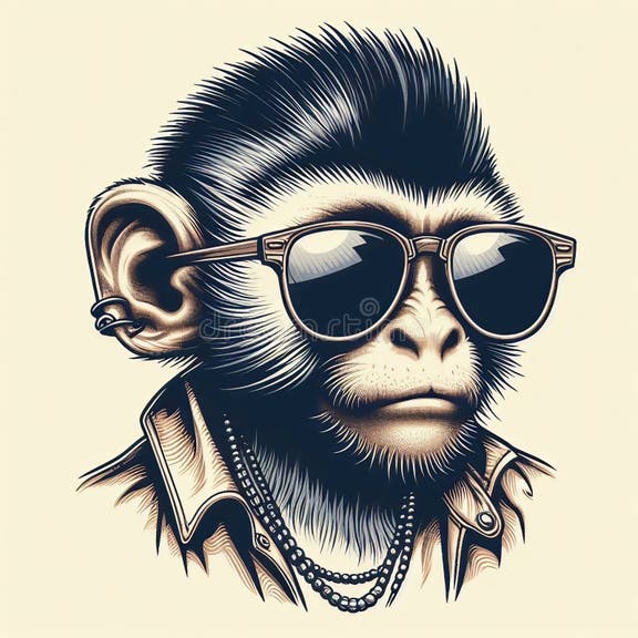 Retro monkey art stock illustration. Illustration of nostalgic - 326648162