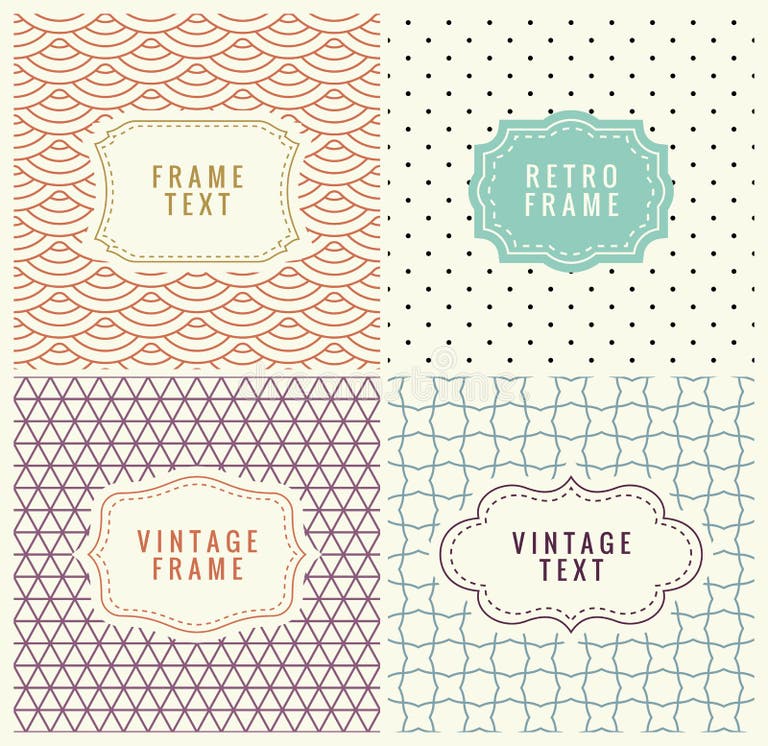 Retro Mono Line Frames with Place for Text. Vector Design Template ...