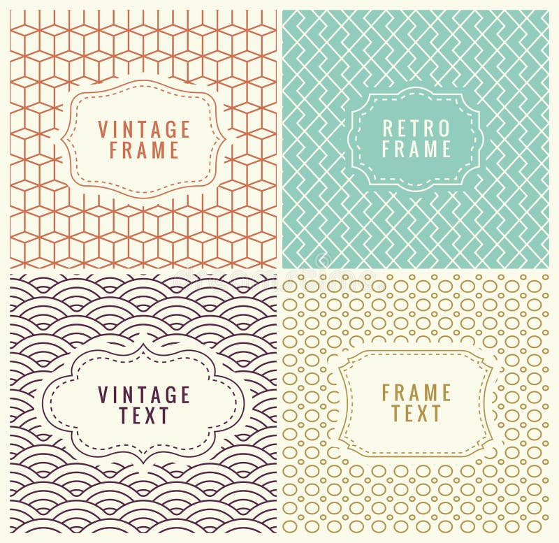 Retro Mono Line Frames with Place for Text. Vector Design Template ...