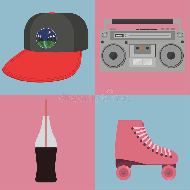 Retro mood stock vector. Illustration of bottle, cassette - 100939544