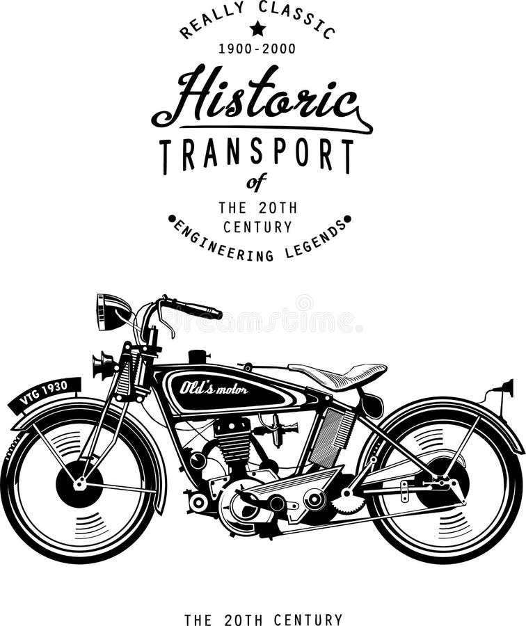 Retro Motorcycle with Logo Monogram Graphic Vintage Label Stock Vector ...