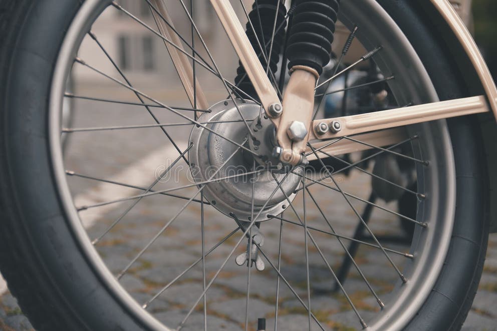 Retro Motorcycle Wheel. Old Laced Motorcycle Wheel. Stock Image - Image ...