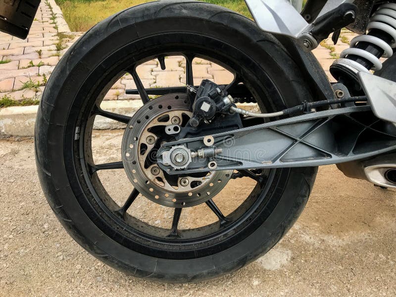 Retro Motorcycle Wheels and Parts Stock Photo - Image of adventure ...