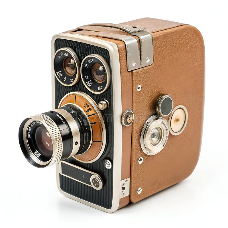 Retro Movie Camera Isolated on White Background Stock Illustration ...