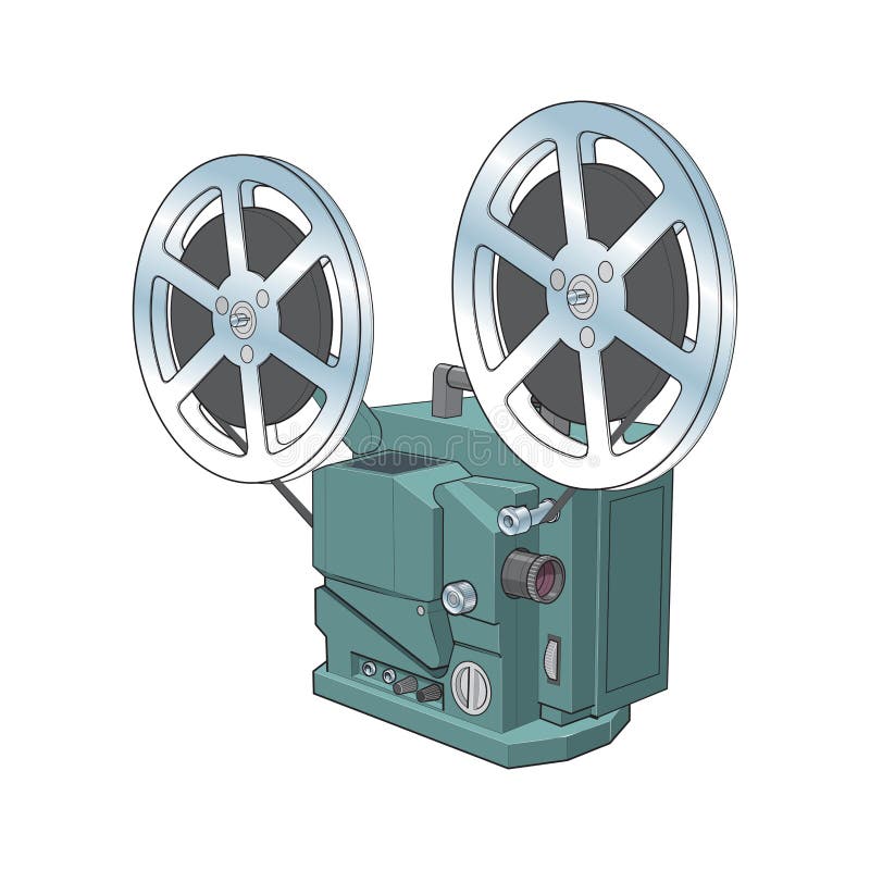 Retro Movie Projector with Film Reels Made in Vector in EPS10 Stock ...