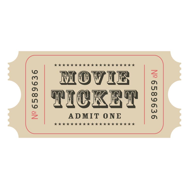 Retro Movie Ticket Template. Admit One. Vector Illustration Stock ...