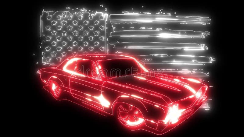 Retro Muscle Car Laser Animation Stock Video - Video of label, garage ...