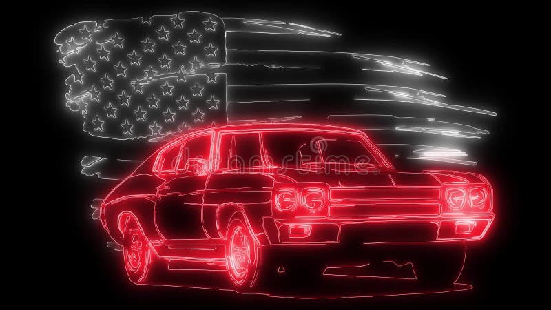 Retro Muscle Car Laser Animation Stock Video - Video of label, garage ...