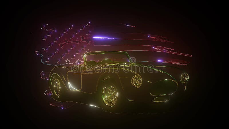Retro Muscle Car Laser Animation Stock Video - Video of label, garage ...