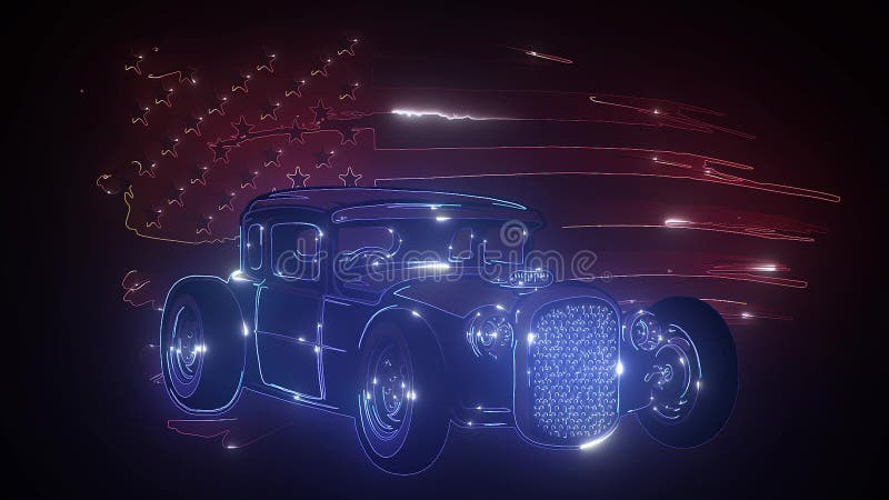 Retro Muscle Car Laser Animation Stock Video - Video of label, garage ...