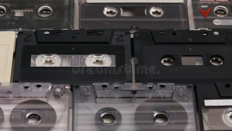 Retro Music Compact Cassettes in Rows on a Table Stock Video - Video of ...