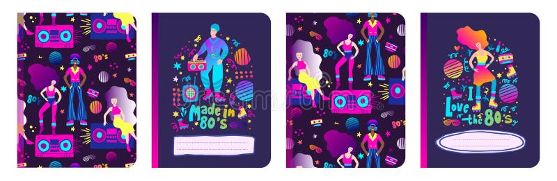 Retro Music Disco Party Notebook Copybook Cover Background Set Diary ...