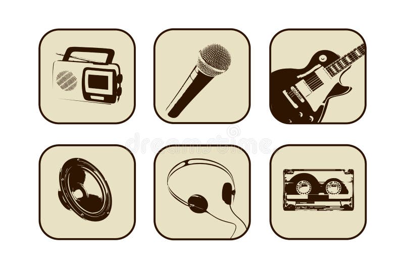 Retro music icons stock illustration. Illustration of headphones - 29205284