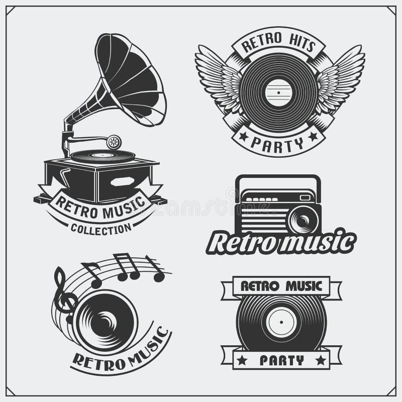 Retro Music Studio Emblems, Labels, Badges and Design Elements. Stock ...