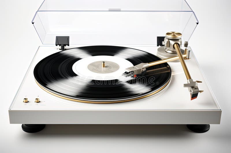Retro Music Turntable for Vinyl Records on White Background Stock ...