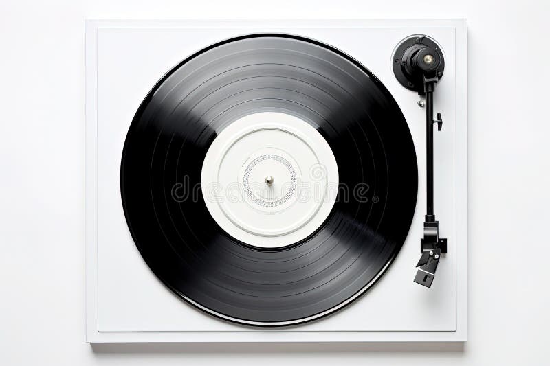 Retro Music Turntable for Vinyl Records on White Background Stock ...