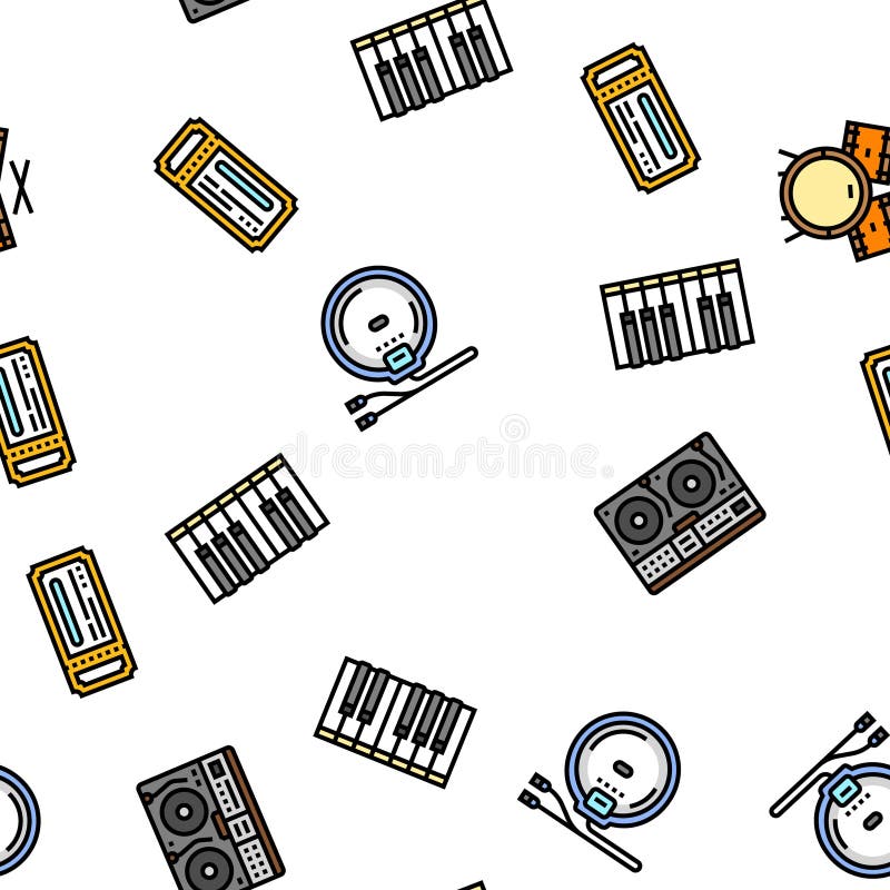 Retro Music Vintage Style Vector Seamless Pattern Stock Vector ...