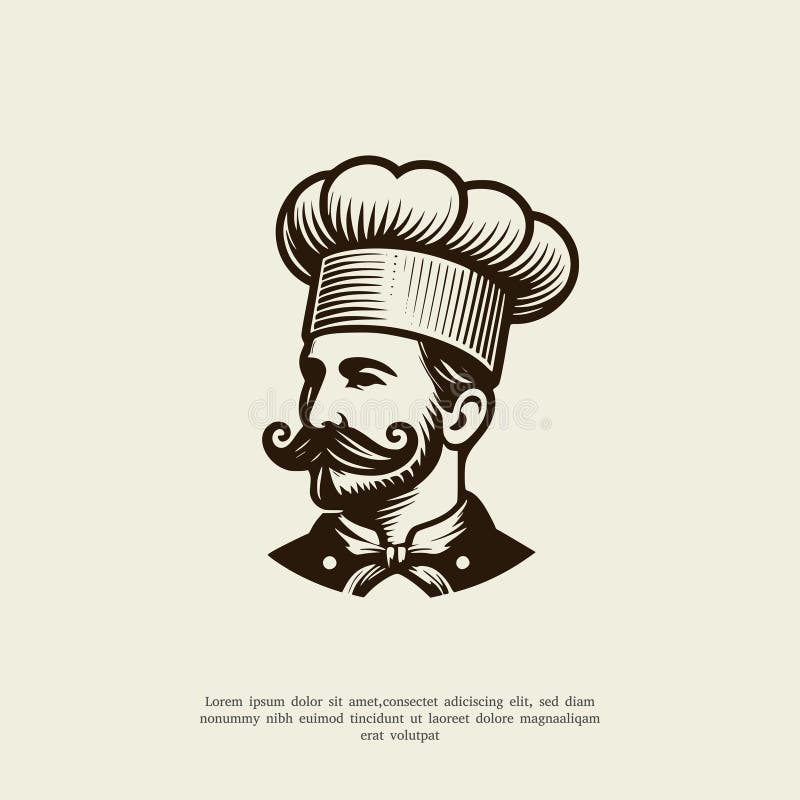 Retro Mustache Chef Vector Logo Design Stock Vector - Illustration of ...