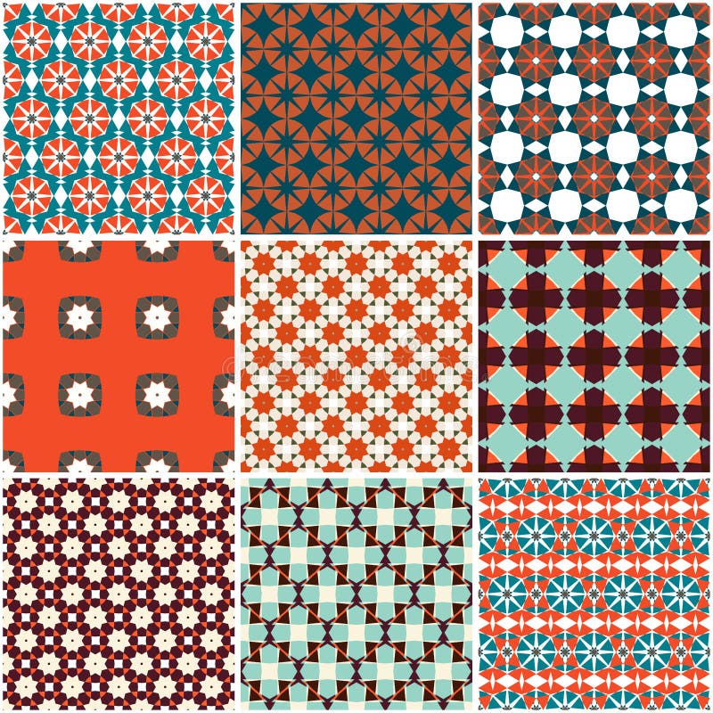 Retro- Muster eingestellt vektor abbildung. Illustration von dekorativ ...
