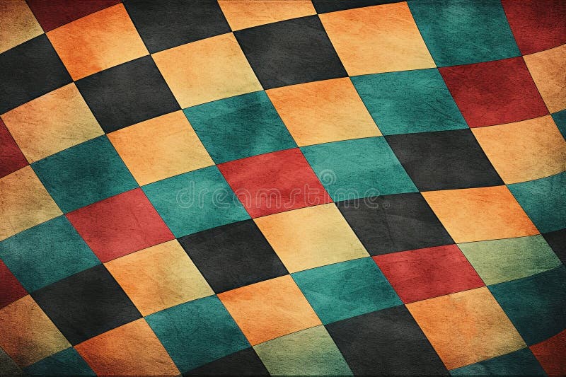 Retro Muted Colors Abstract Checkerboard Pattern Grainy Texture ...