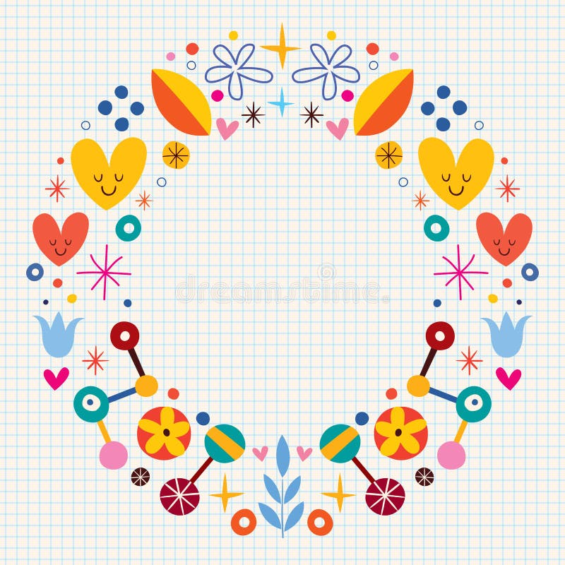 Retro Nature Abstract Art Circle Round Frame Stock Vector ...