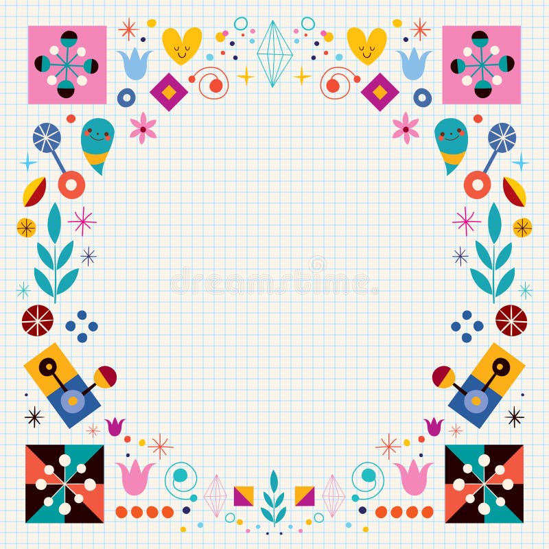 Retro Nature Abstract Art Frame Border Stock Vector - Illustration of ...