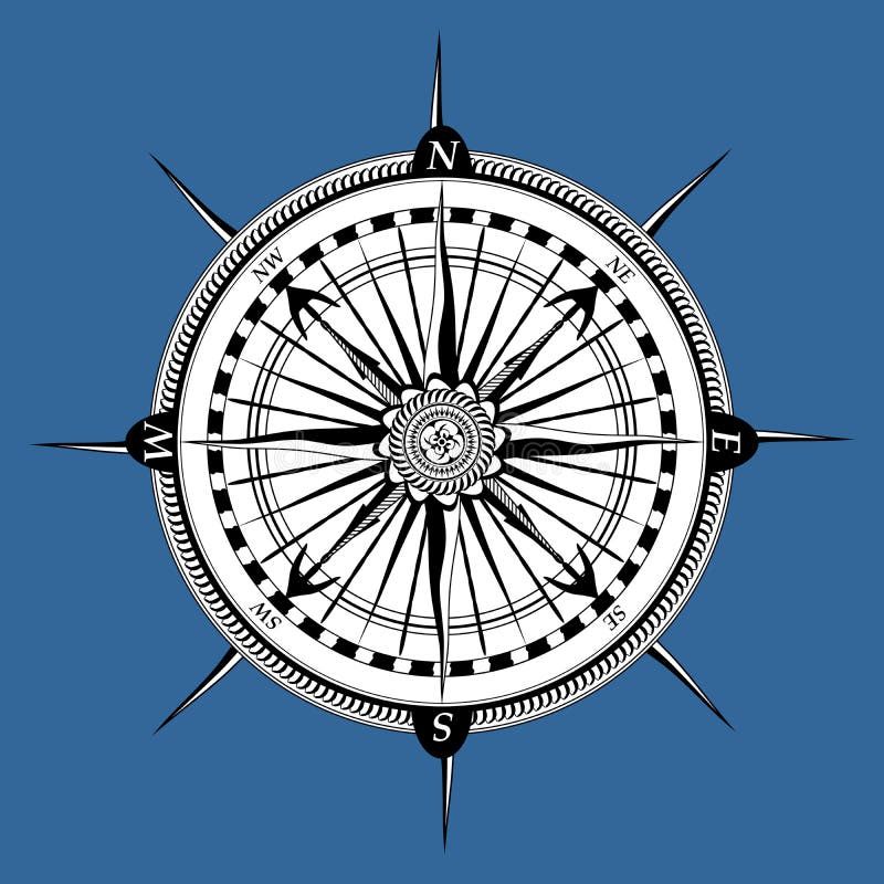Retro nautical compass. stock vector. Illustration of north - 121141119