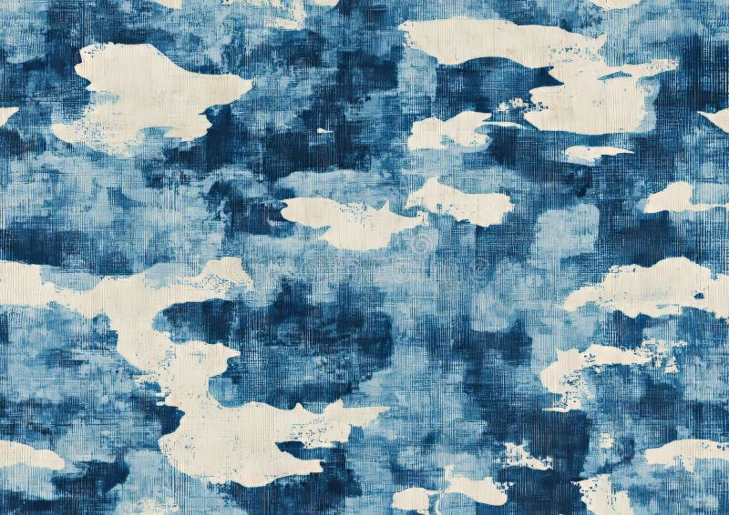 Retro Navy Blue Ocean Camo Military Square Pattern Clothing Design ...