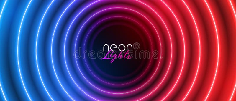 Retro Neon Circular Blue and Red Light Banner Stock Vector ...