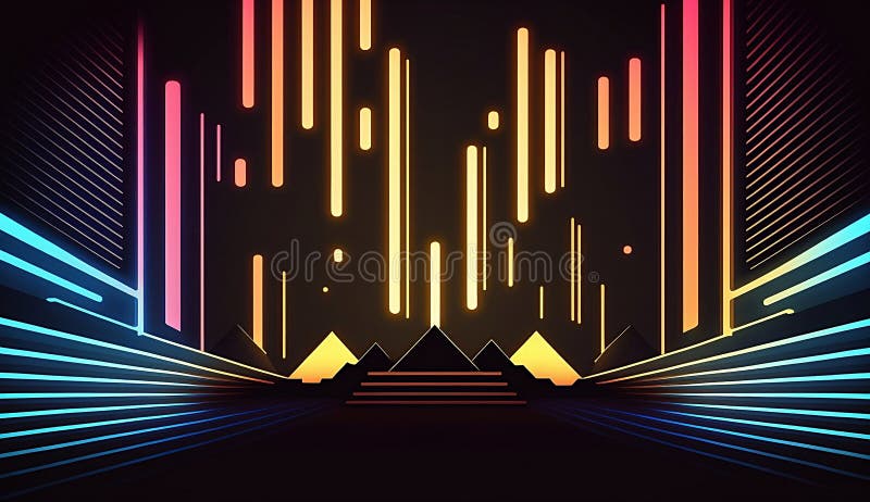 Retro Neon Light Frame Background Stock Illustration - Illustration of ...