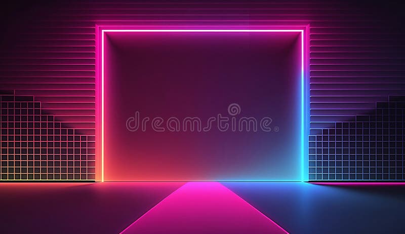 Retro Neon Light Frame Background Stock Illustration - Illustration of ...