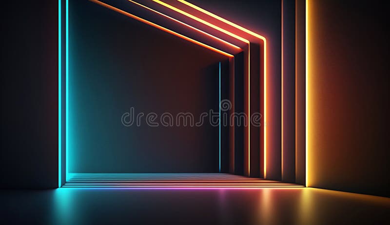 Retro Neon Light Frame Background Stock Illustration - Illustration of ...