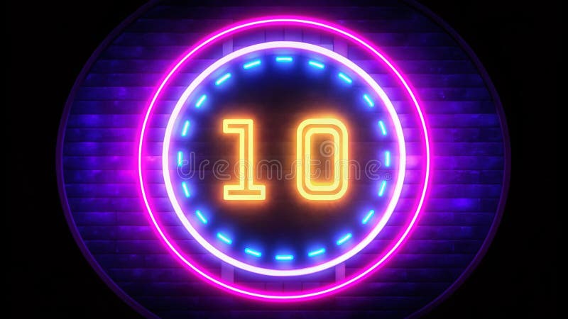 Retro Neon Countdown Timer Animation 10Second Green Screen Loop for ...