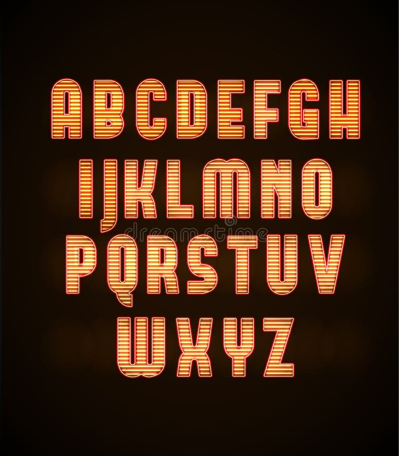 Retro Glowing Font with Yellow Lamps Eps 10 Stock Vector - Illustration ...