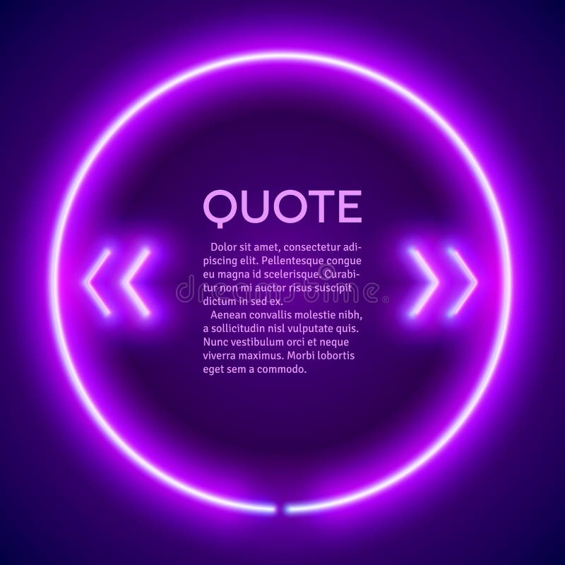 Retro Neon Glowing Quote Marks Frame Stock Vector - Illustration of ...