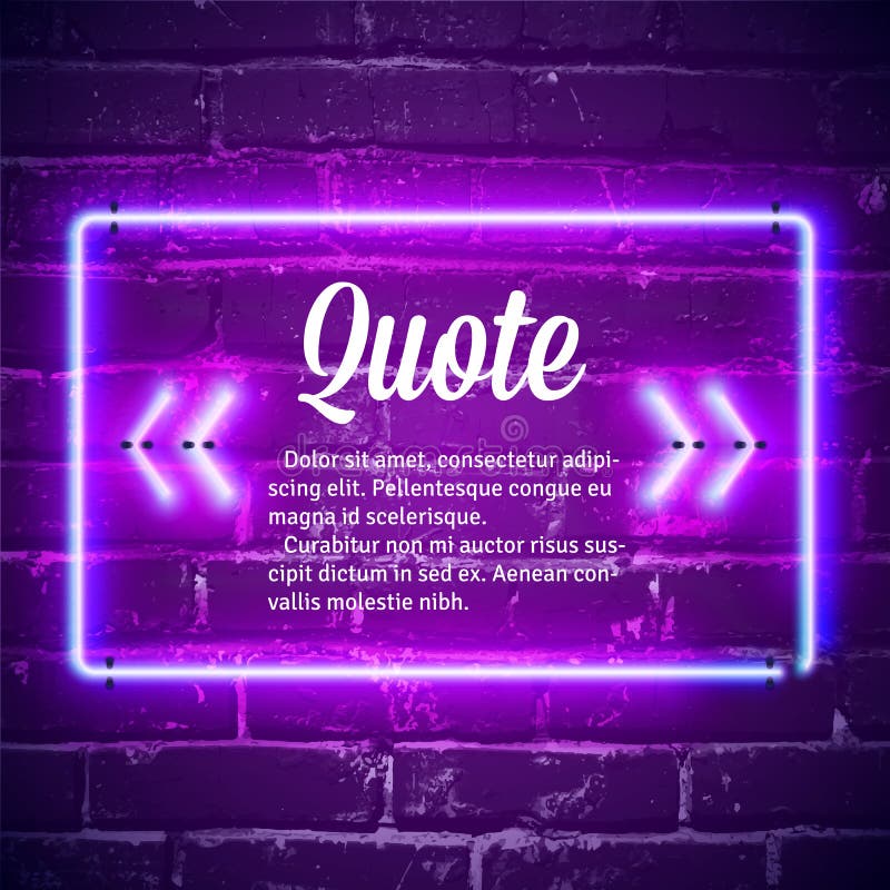 Retro Neon Glowing Quote Marks Frame on the Wall Stock Vector ...