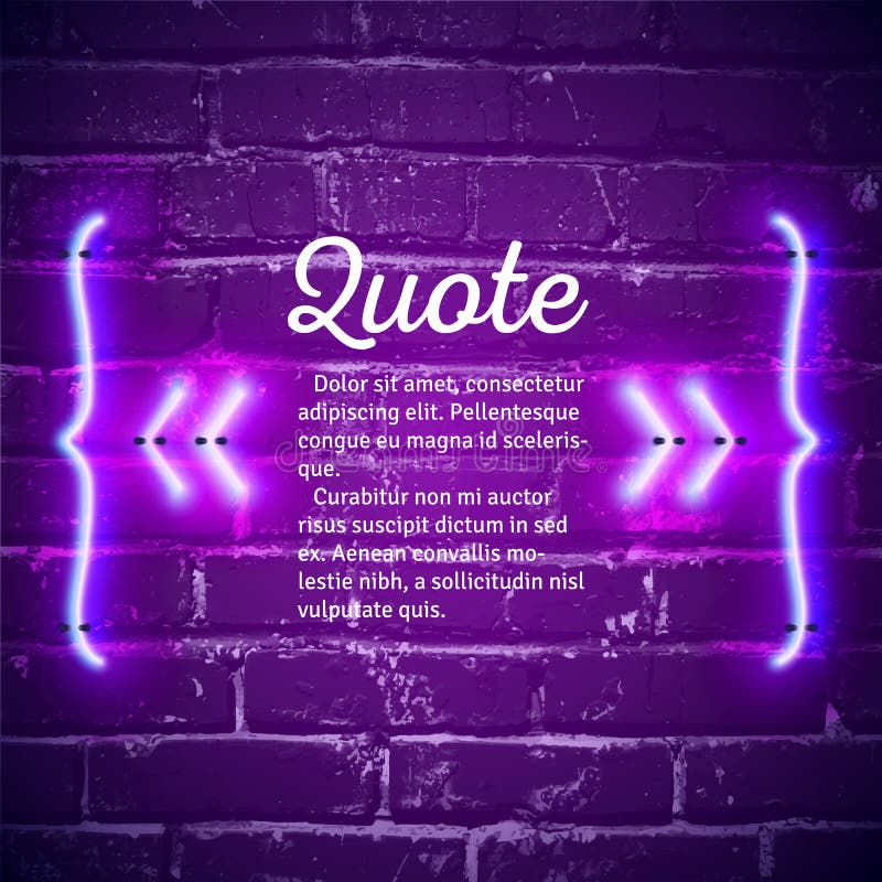 Retro Neon Glowing Quote Marks Frame on the Wall Stock Vector ...