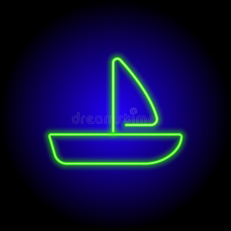 Retro Neon Green Ship Icon on Black Background Stock Illustration ...