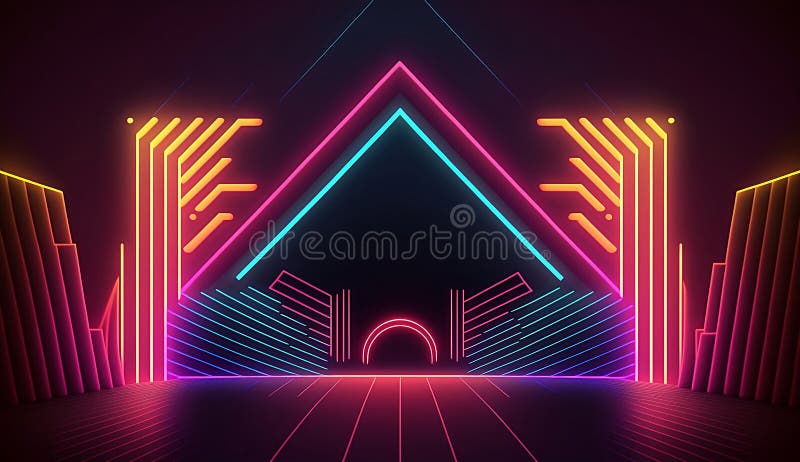 Retro Neon Light Frame Background Stock Illustration - Illustration of ...