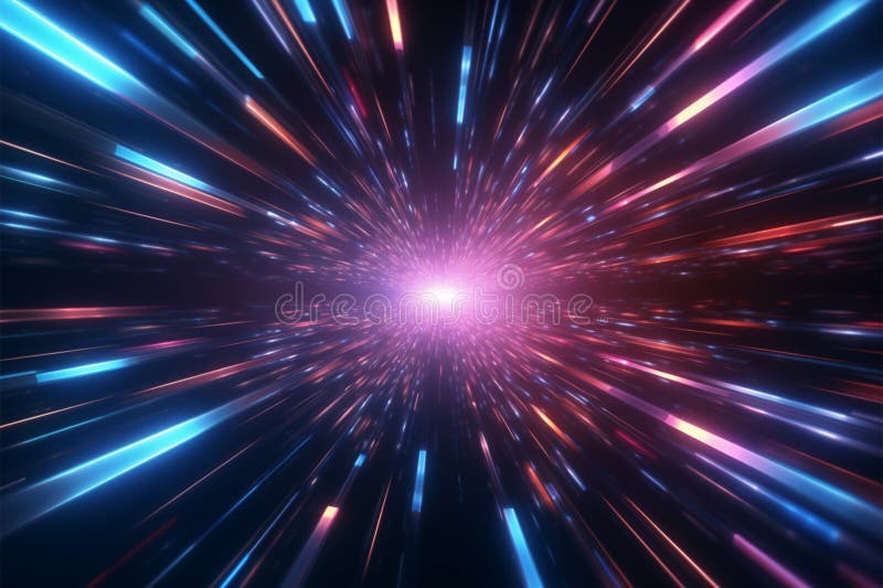 Retro Neon Warp Abstract Flight through 3D Hyper Tunnel Space Stock ...