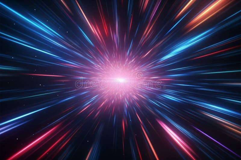 Retro Neon Warp Abstract Flight through 3D Hyper Tunnel Space Stock ...