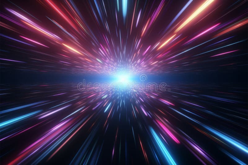 Retro Neon Warp Abstract Flight through 3D Hyper Tunnel Space Stock ...