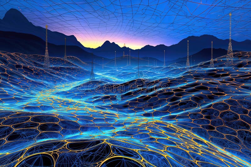 Retro Neonpunk Art with Electrical Grid, Generative Ai Stock ...