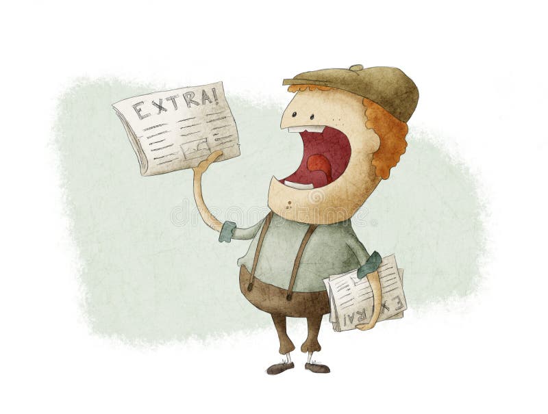 Newsboy Selling Newspaper Isolated Cartoon Stock Vector - Illustration ...