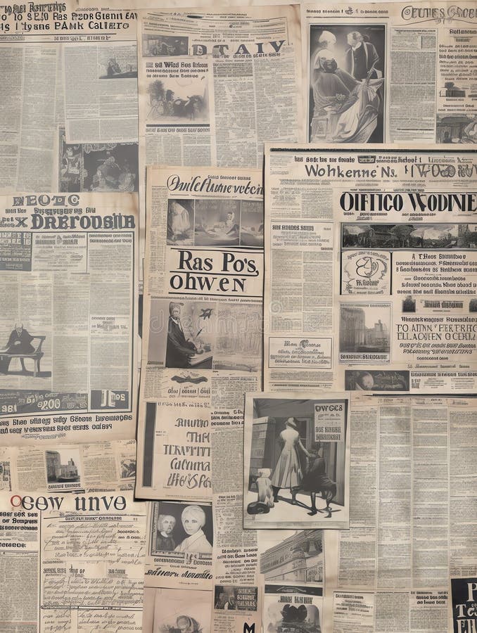 Retro Newspaper Illustrations Background Crafting Scrapbooking, Design ...