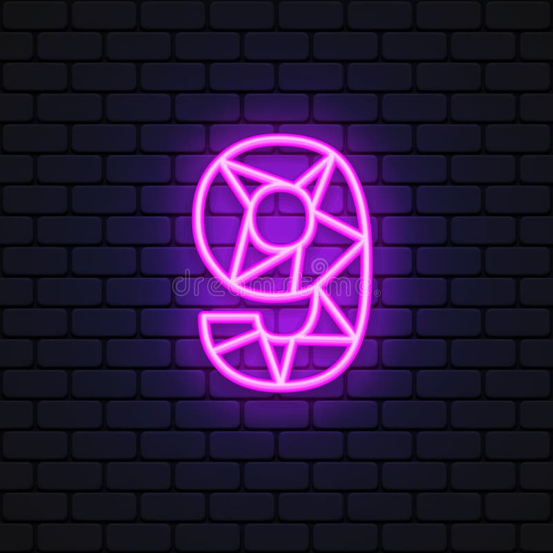 Retro Nine Neon Number, Great Design for Any Purposes. Vector ...